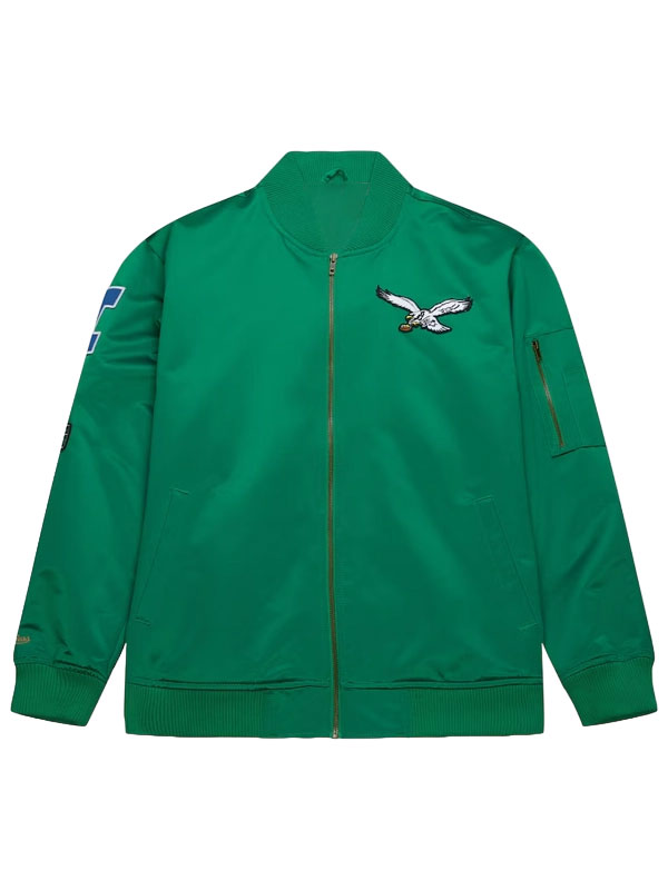Philadelphia Eagles Kelly Green Satin Bomber Jacket